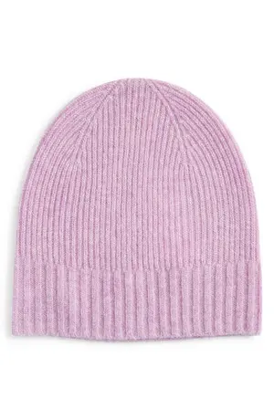 Nordstrom Ribbed Cashmere Beanie Purple Petal Heather