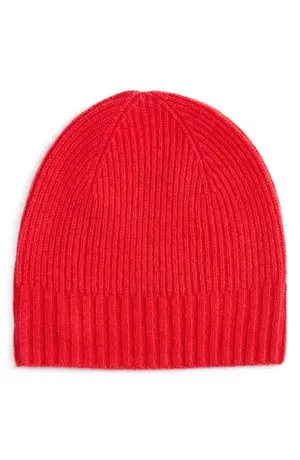 Nordstrom Ribbed Cashmere Beanie Red Chinoise
