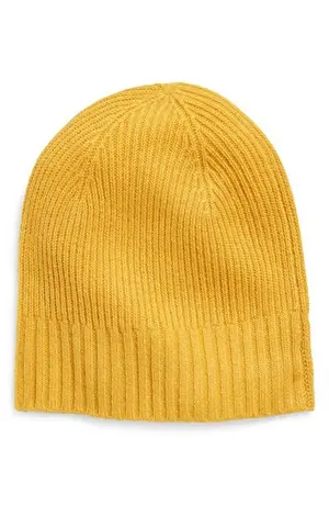 Nordstrom Ribbed Cashmere Beanie Yellow Rod