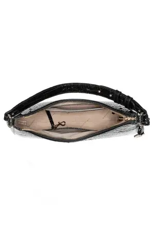 Brahmin Tabitha Croc Embossed Leather Shoulder Bag - Black Melbourne