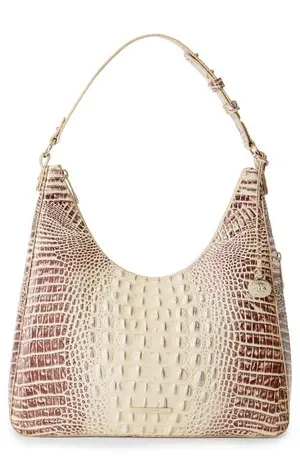 Brahmin Tabitha Croc Embossed Leather Shoulder Bag - Ginger
