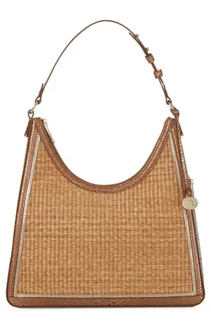 Brahmin Brahmin Tabitha Croc Embossed Leather Shoulder Bag Honey Brown