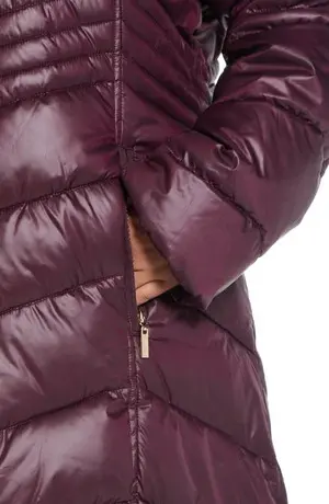 Gallery Hooded Maxi Puffer Coat With Faux Fur Trim - Port