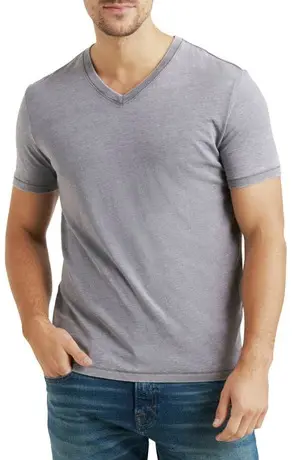 Lucky Brand Venice Burnout V-neck T-shirt - Frost Gray