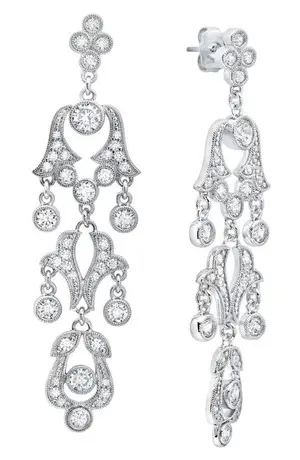 CRISLU X Andrew Prince Crystal Drop Earrings - Platinum