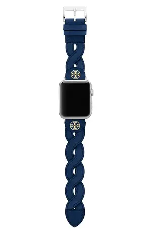 Tory Burch Tory Burch Braided Leather Apple Watch® Band Navy
