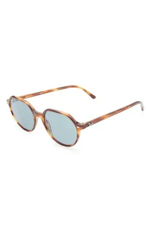 Ray-ban 53mm Geometric Sunglasses - Striped Havana/blue