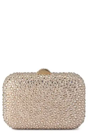 OLGA BERG Casey Hot Fix Crystal Clutch - Champagne