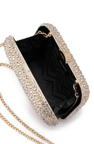 OLGA BERG Casey Hot Fix Crystal Clutch - Champagne