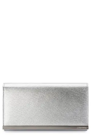 OLGA BERG Maddie Metallic Embossed Foldover Clutch