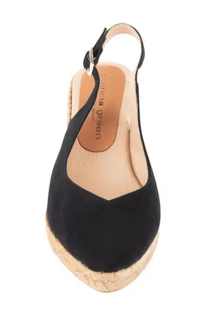 PATRICIA GREEN Poppy Slingback Espadrille Wedge - Black