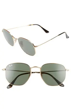 Ray-ban Ray-Ban 54mm Geometric Sunglasses Gold/ Green