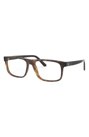 Polo Ralph Lauren 56mm Rectangle Eyeglasses - Dark Havana