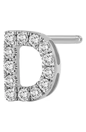 Bony Levy Bony Levy Single Initial Diamond Stud Earring 18k White Gold