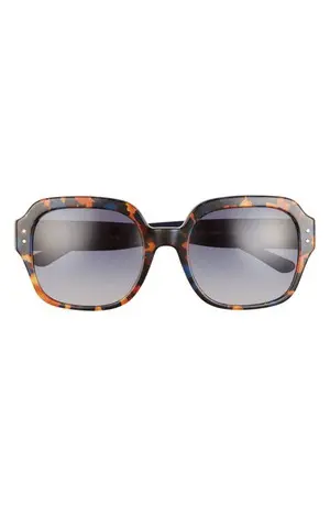 Tory Burch Tory Burch 56mm Round Sunglasses Blue Amber Tortoise Grey