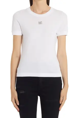 Dolce & Gabbana Dolce&Gabbana Crystal DG Logo Tee S9000 Variante Abbinata
