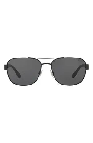 Polo Ralph Lauren 60mm Aviator Sunglasses - Matte Black