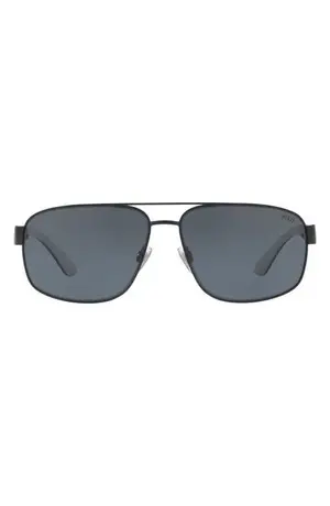 Polo Ralph Lauren 60mm Aviator Sunglasses - Matte Blue