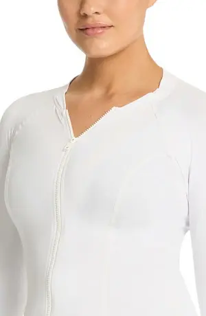 SEA LEVEL Zip Long Sleeve Rashguard Top - White