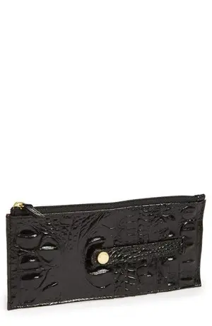 Brahmin Melbourne Croc Embossed Leather Card Wallet - Black