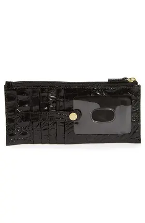 Brahmin Melbourne Croc Embossed Leather Card Wallet - Black