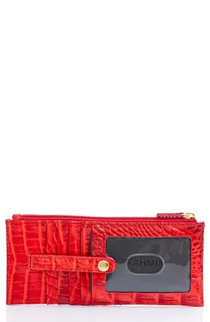 Brahmin Melbourne Croc Embossed Leather Card Wallet Heat