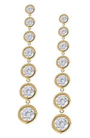 CRISLU Graduated Cubic Zirconia Drop Earrings - Gold