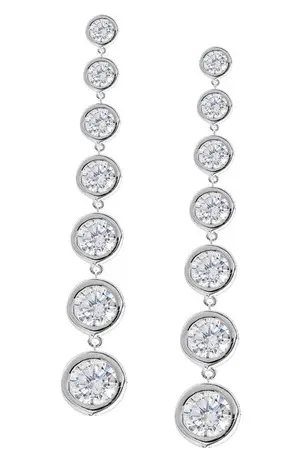 CRISLU Graduated Cubic Zirconia Drop Earrings - Platinum