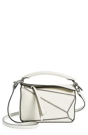 Loewe Mini Puzzle Leather Bag 9567 Soft White