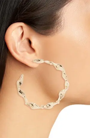 OPEN EDIT Frozen Chain Hoop Earrings - Gold