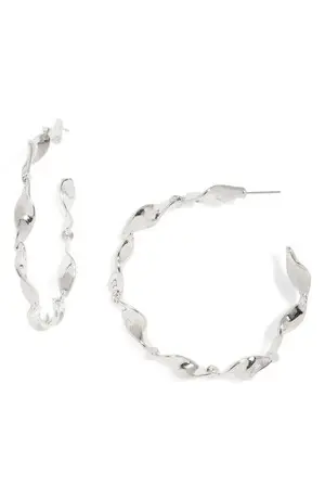 OPEN EDIT Frozen Chain Hoop Earrings Rhodium