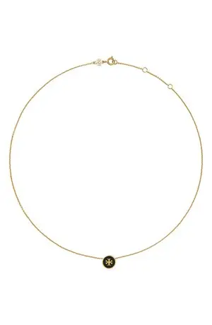 Tory Burch Icon Enamel Pendant Necklace - Tory Gold/black