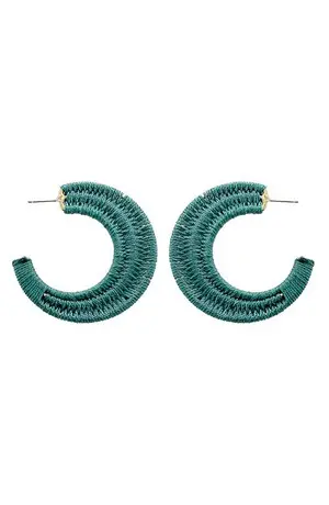 PANACEA Thread Wrapped Hoop Earrings - Teal