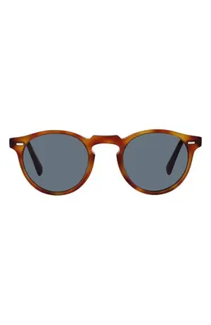 Oliver Spencer Oliver Peoples Gregory Peck Round Frame Sunglasses Matte Light Brown/indigo