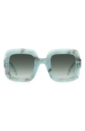 Isabel Marant Isabel Marant 49mm Square Frame Sunglasses Marble Gr / Green Shaded