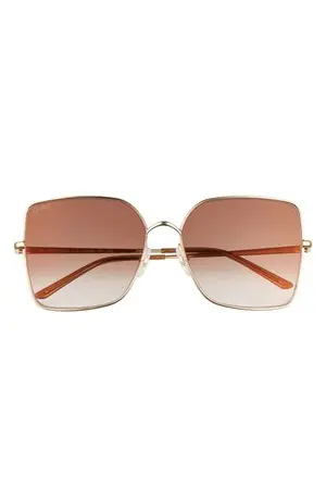 Cartier 59mm Square Sunglasses Gold/ Brown