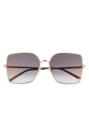 Cartier 59mm Square Sunglasses Gold/ Grey