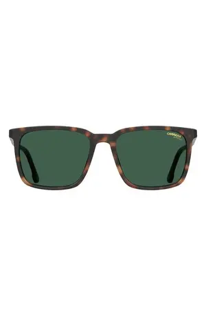Carrera Eyewear 55mm Polarized Rectangle Sunglasses - Dark Havana/green