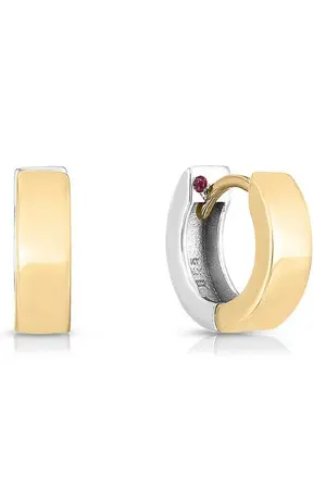 Roberto Coin Oro Classic Two-tone Huggie Hoop Earrings - Yellow And White Gold