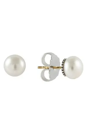 Lagos Luna Pearl Stud Earrings - Silver