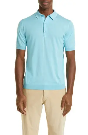 John Smedley Jersey Polo Blue Spring