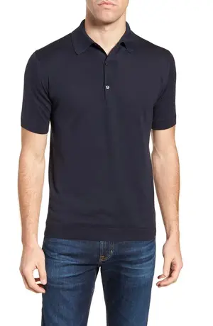 John Smedley Jersey Polo Navy