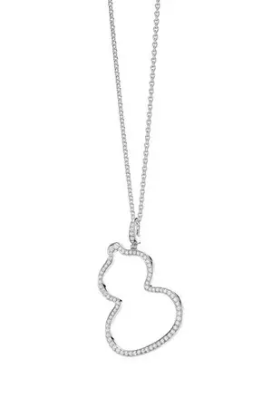 QEELIN Medium Wulu Diamond Pendant Necklace - White Gold
