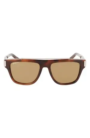 FERRAGAMO FERRAGAMO Gancini Rectangular Sunglasses Brown Tortoise