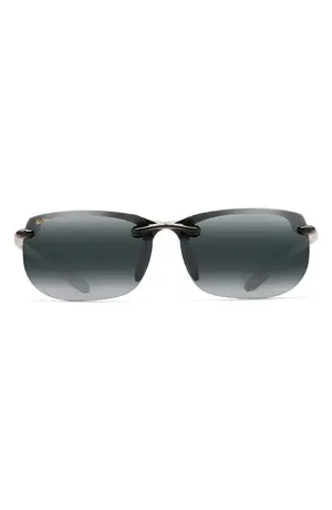 Maui Jim Banyans 70mm Rectangle Sunglasses - Gloss Black/neutral Grey
