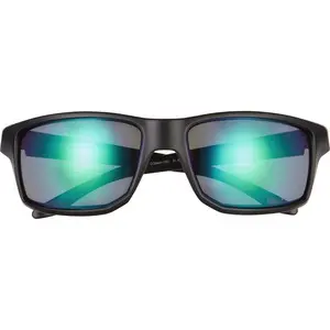 Oakley Gibston 61mm Wrap Sunglasses Matte Black/ Prizm Jade