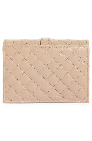 Saint Laurent Monogram Pebbled Leather Envelope Card Case - Dark B