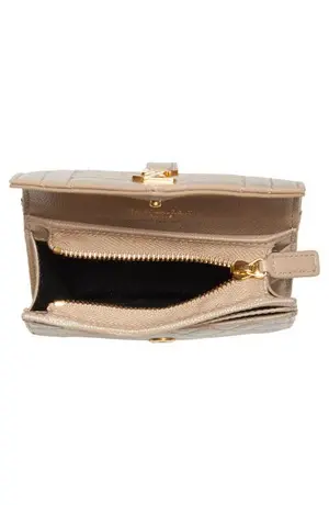 Saint Laurent Monogram Pebbled Leather Envelope Card Case - Dark B