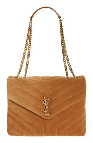 Saint Laurent Saint Laurent Medium Loulou Quilted Suede Shoulder Bag Orange