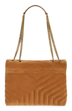 Saint Laurent Medium Loulou Quilted Suede Shoulder Bag - Orange